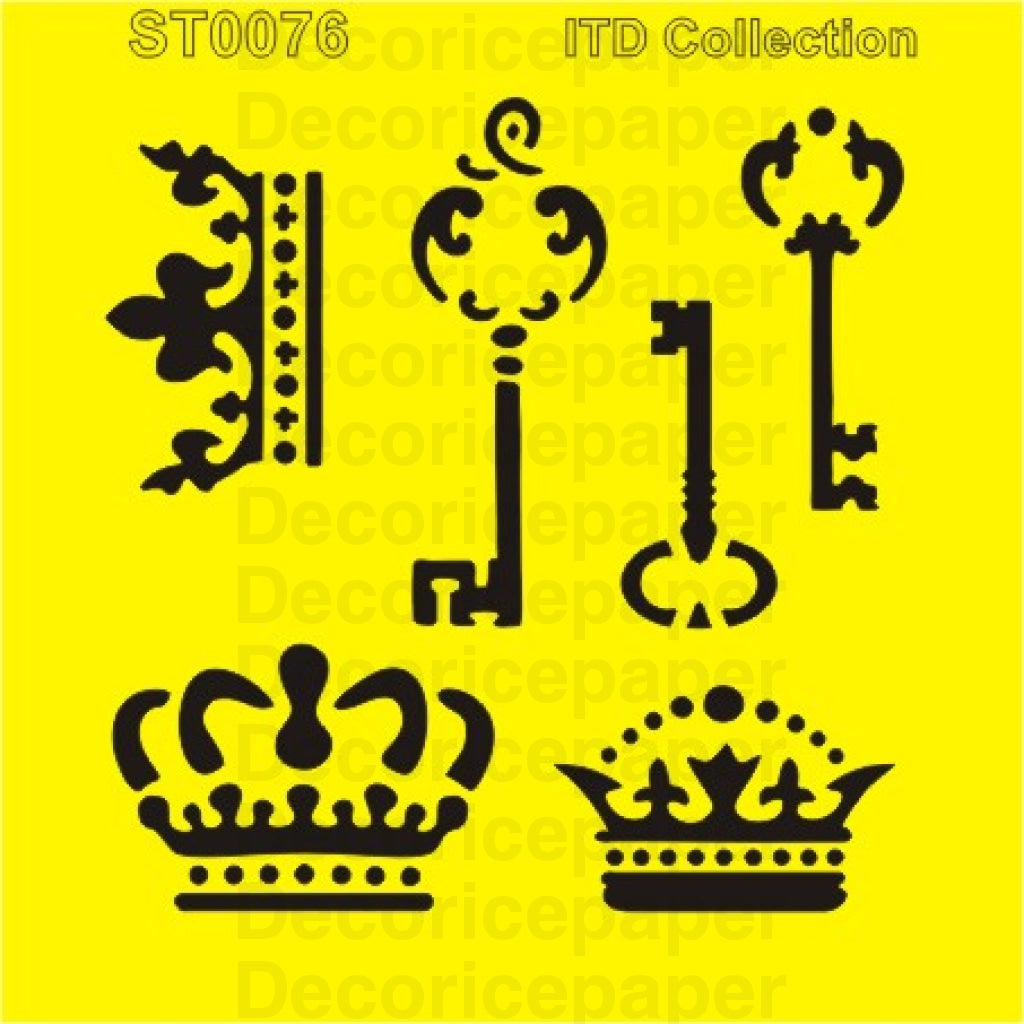 ST0076 - Royal Keys and Crowns Stencil – Decoricepaper